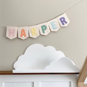 Pastel Felt Name Bunting - Large Felt Flag Garland - Girls Room Banner ...