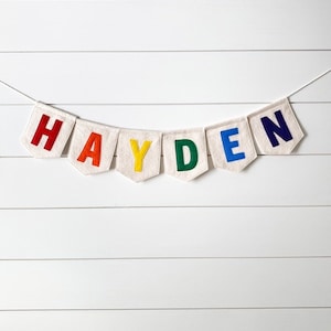 Felt Banner With Custom Lettering - Personalized Flags for Baby Nursery ...