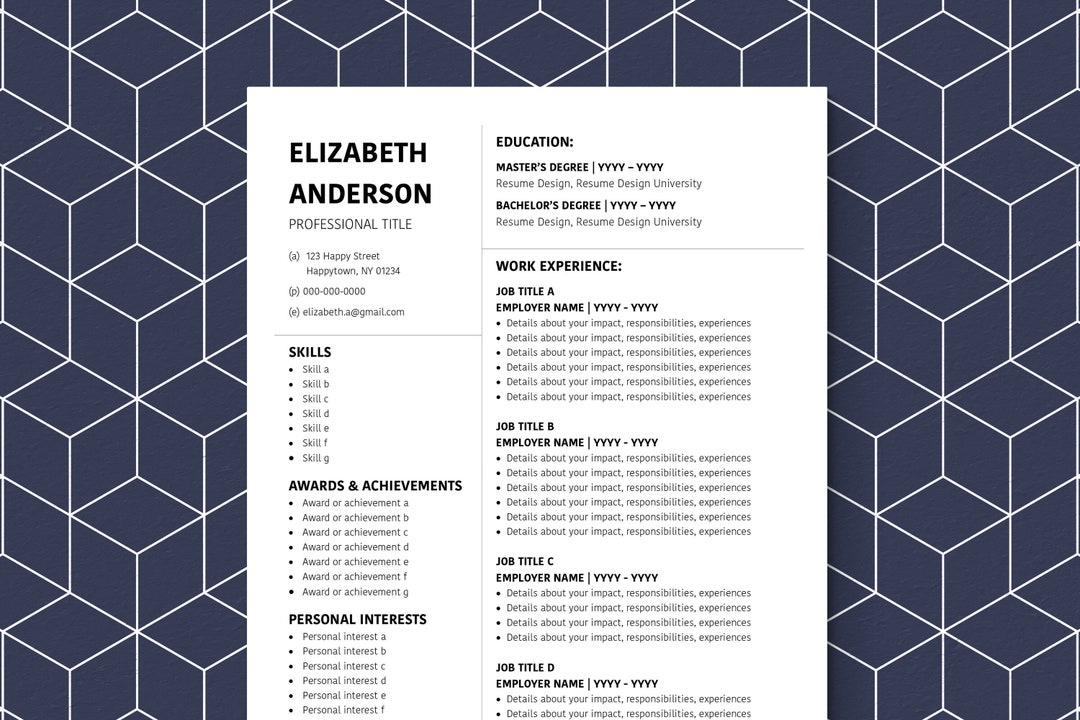 Modern Resume Template | SIMPLE and EASY to Use | Professional Template ...
