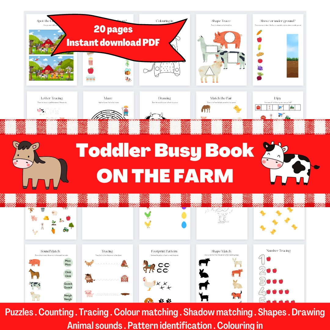 Farm Busy Book Printable Pack for Toddlers . Toddler Learning Book ...