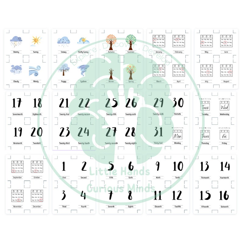 Weather and Date Flash Cards . Children Learning Cards . Seasons . Days ...