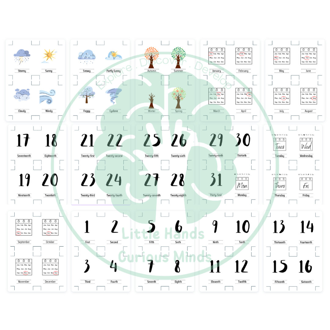 Weather and Date Flash Cards . Children Learning Cards . - Etsy