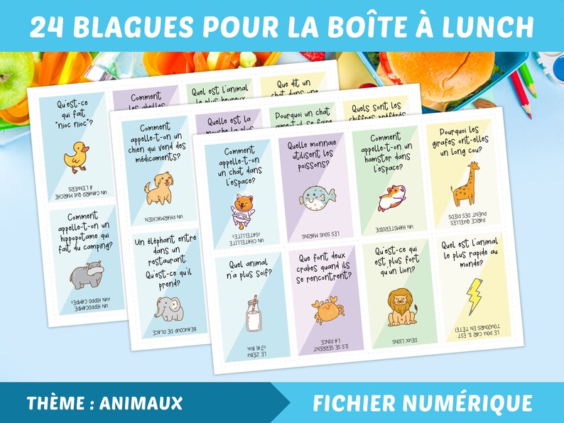 24 Printable Lunch Box Jokes Notes in French for Children Jokes and ...