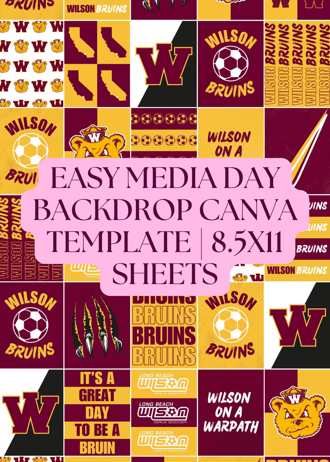 Editable Media Day Backdrop Template: Sports Photo Booth Banner (8.5x11 ...