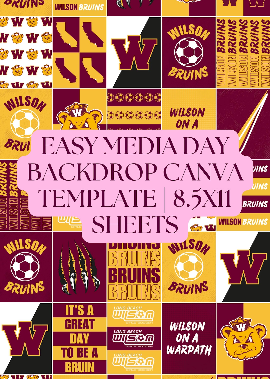 Editable Media Day Backdrop Template: Sports Photo Booth Banner (8.5x11 ...