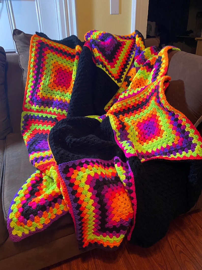 Vibrant & Bright Crochet Afghan - Etsy
