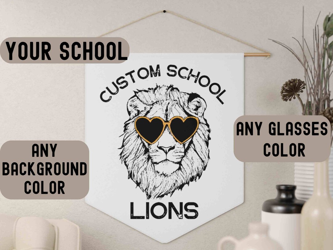 Lions School Mascot Pennant, School Spirit Classroom Decor Gift for ...
