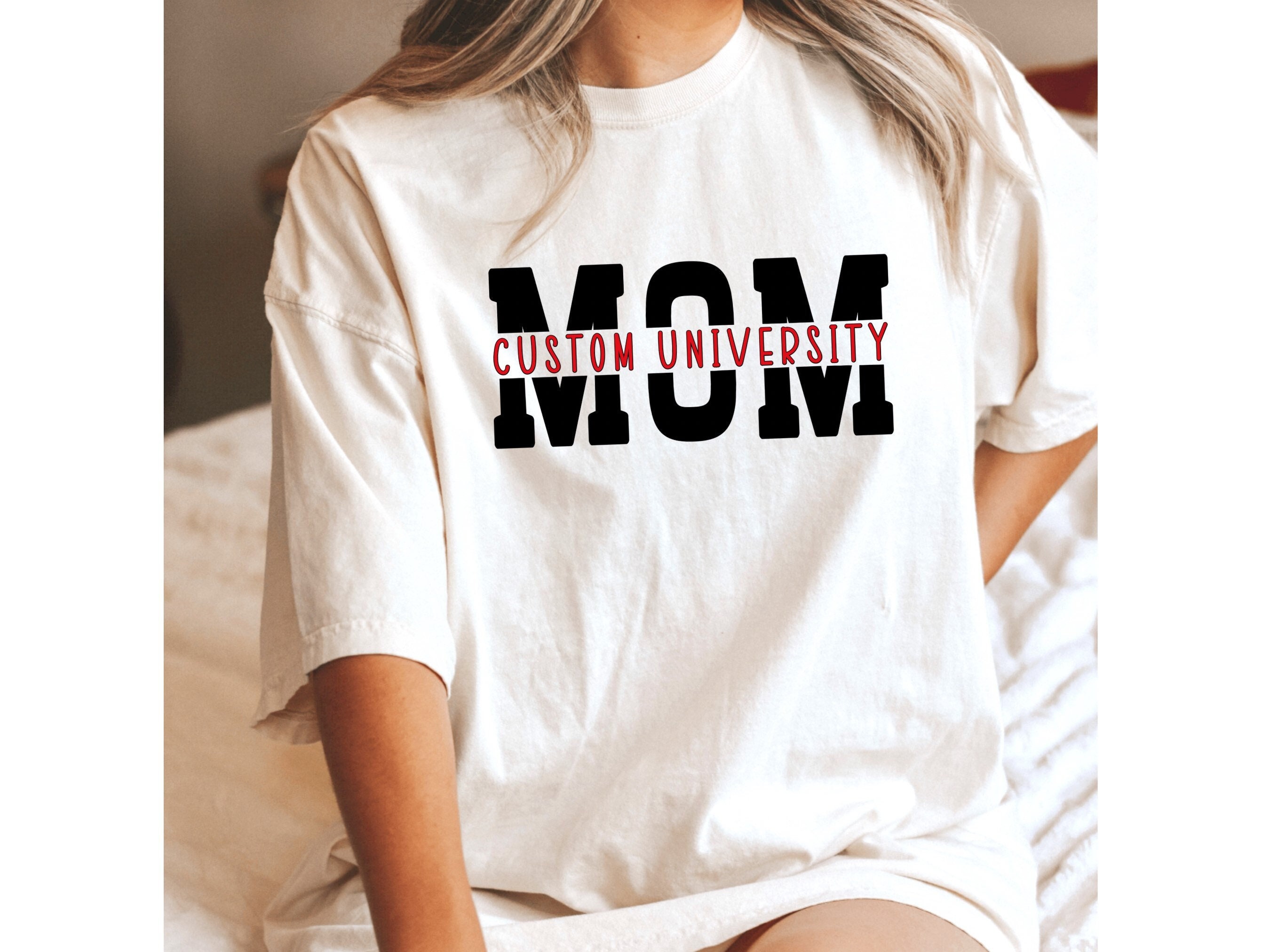 Custom University Mom Comfort Colors Dyed T-shirt, Custom College Shirt ...