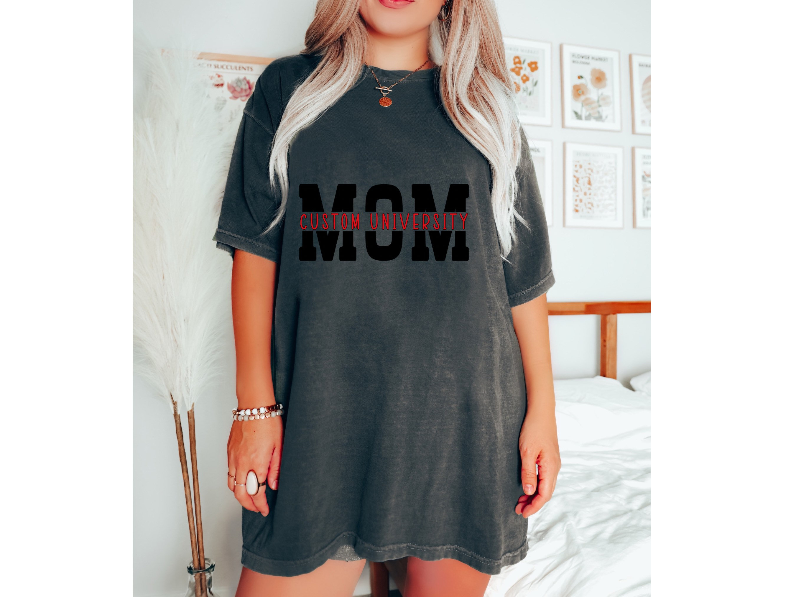 Custom University Mom Comfort Colors Dyed T-shirt, Custom College Shirt ...