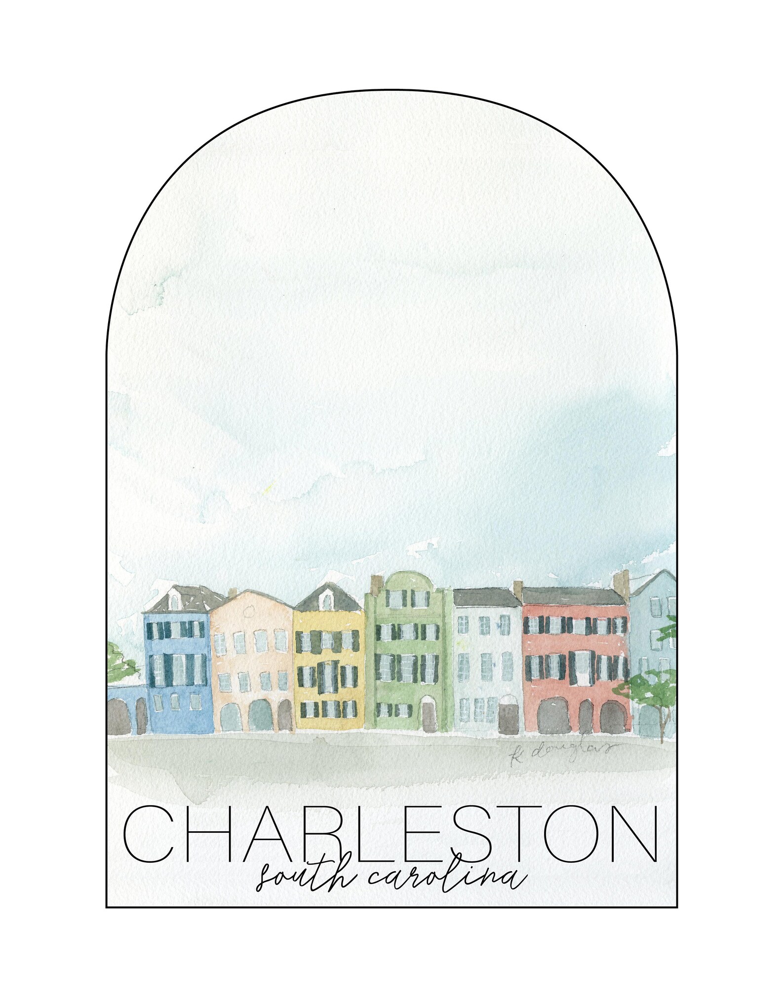 Rainbow Row Watercolor Print | Favorite Places Gallery Wall | Travel ...