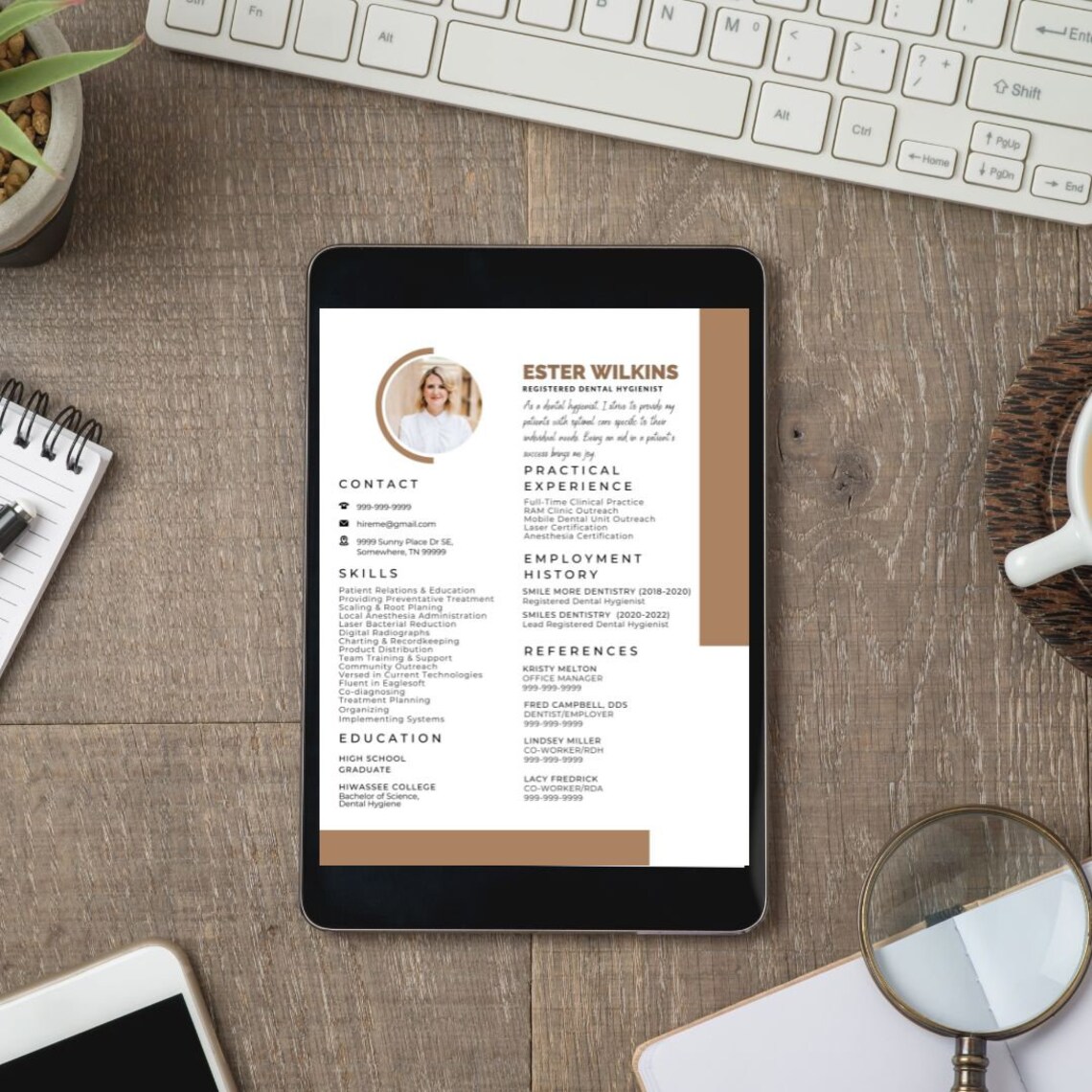 Dental Hygienist Resume Template - Tan & White/professional Design ...