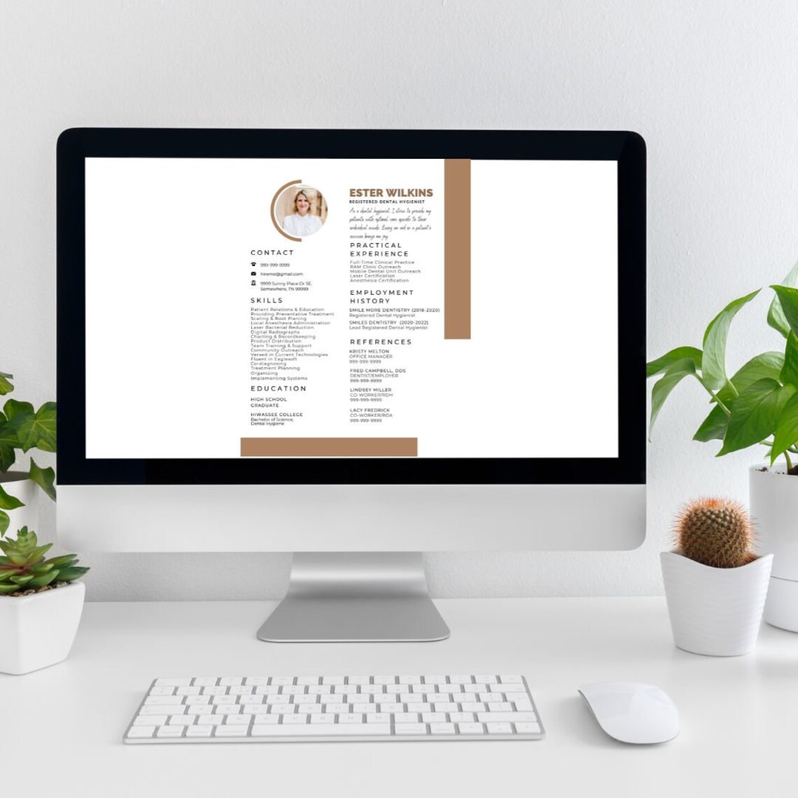 Dental Hygienist Resume Template - Tan & White/professional Design ...