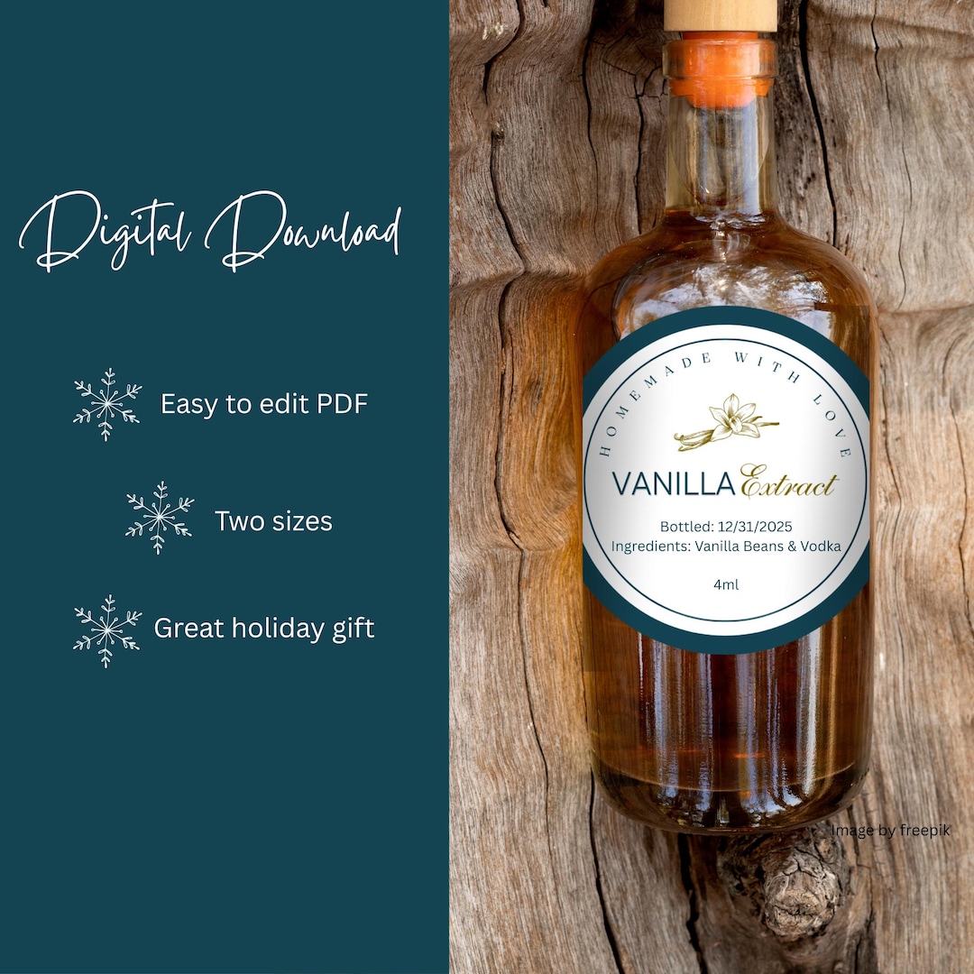 Homemade Vanilla Extract Label Template – Editable PDF, Digital File - Etsy