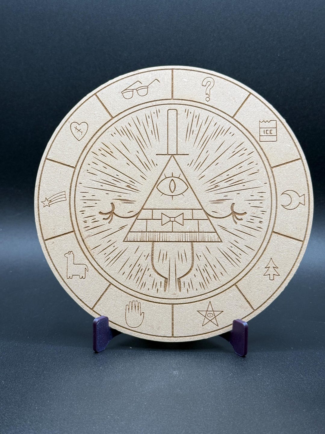 Bill Cipher's Wheel - Wooden Decorative Piece With 3D Printed Stand - Etsy