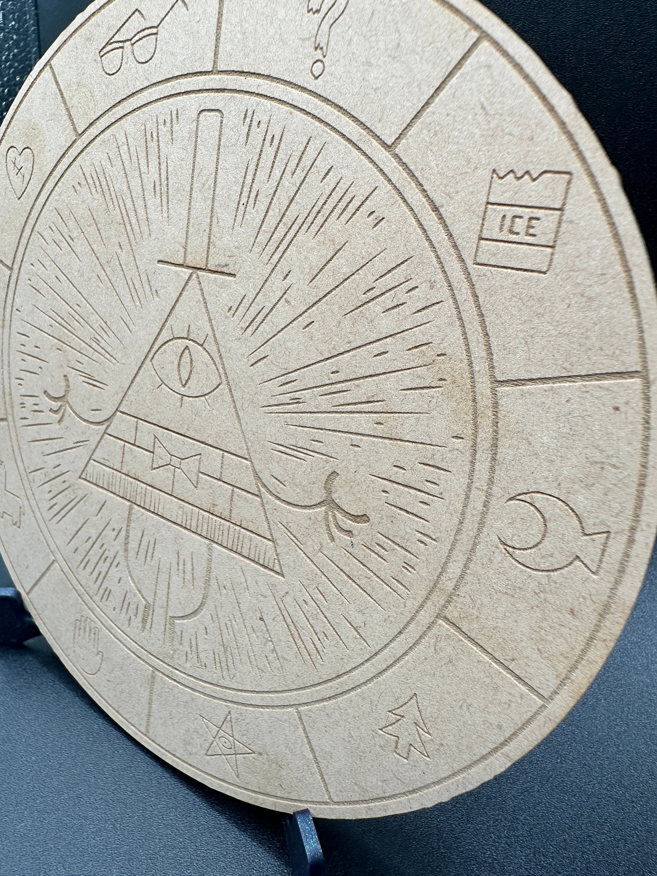Bill Cipher's Wheel - Wooden Decorative Piece With 3D Printed Stand - Etsy