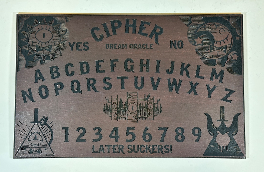Engraved Bill Cipher/gravity Falls Inspired Ouija Board Set - Etsy