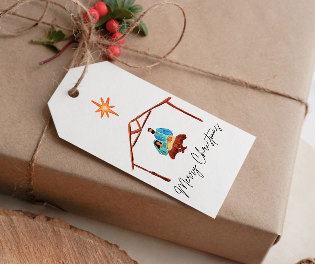 Nativity Christmas Gift Tag Printable Gift Tag Nativity Scene - Etsy