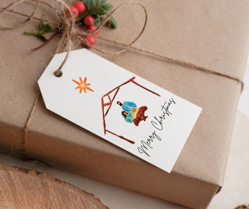 Nativity Christmas Gift Tag Printable Gift Tag Nativity Scene - Etsy