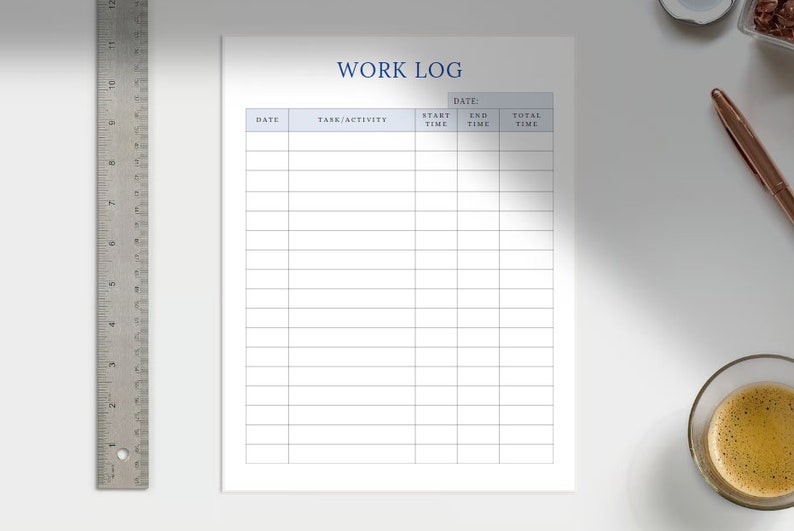 Printable Work Log | Time Log | Time Sheet | Instant Download | Work ...