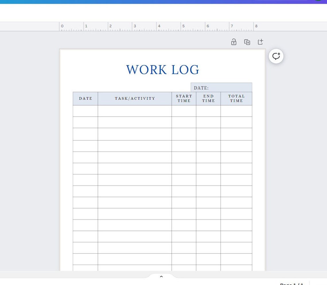 Printable Work Log | Time Log | Time Sheet | Instant Download | Work ...