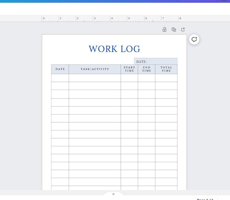 Printable Work Log | Time Log | Time Sheet | Instant Download | Work ...