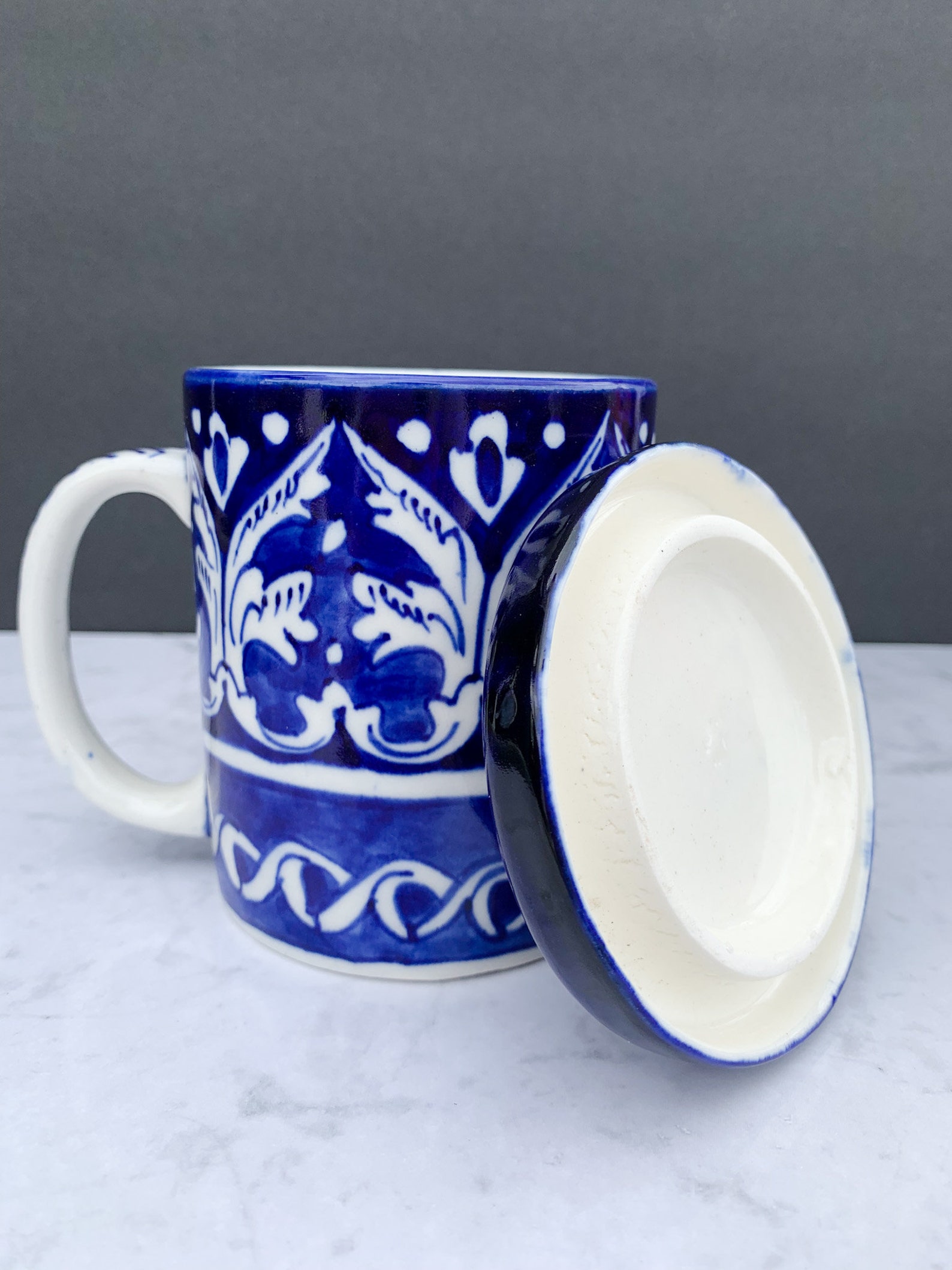 Handmade Hand-painted Blue Pottery Cups With or Without Lid - Etsy