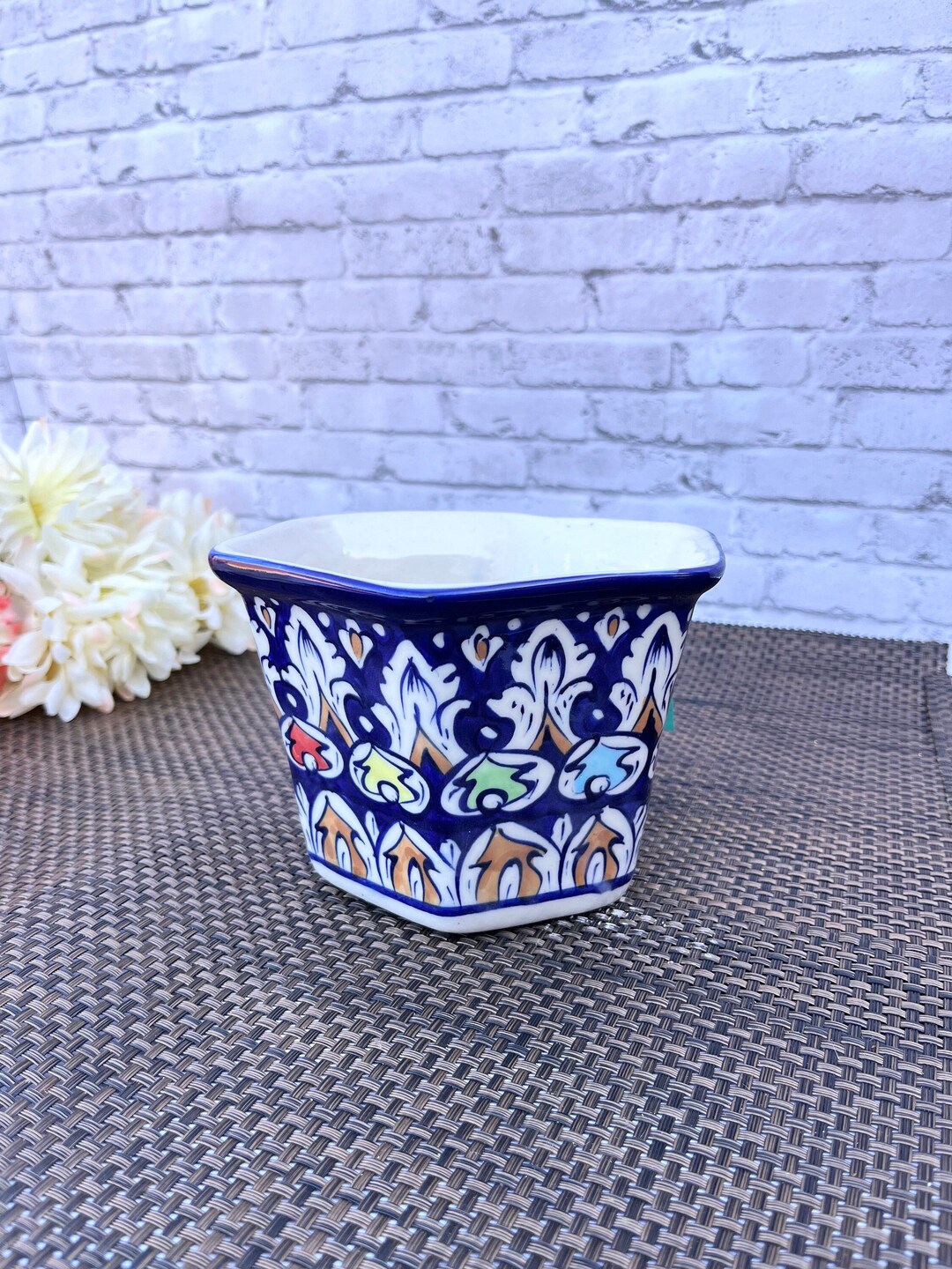 Handmade Hand-painted Ceramic Planters for Traditional Look Blue ...