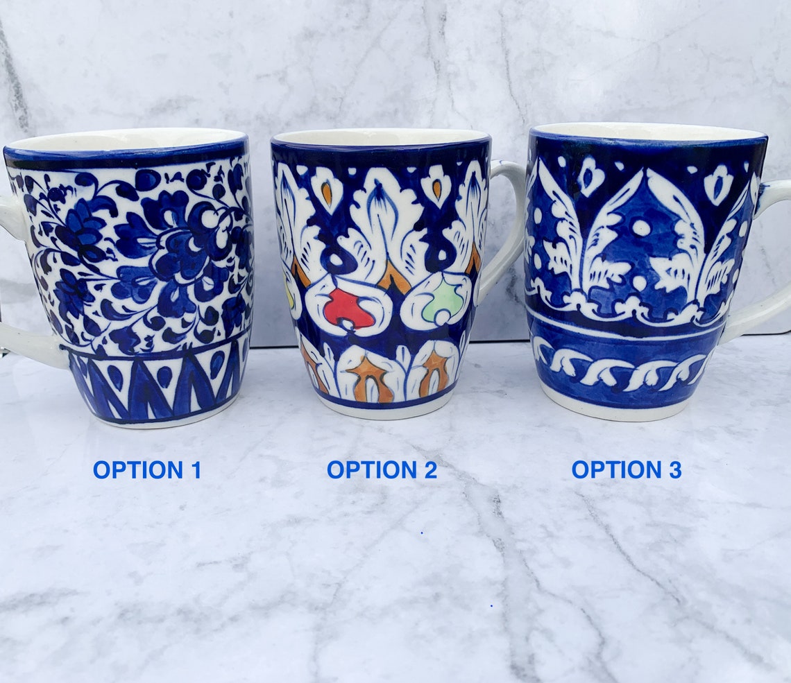 Handmade Hand-painted Blue Pottery Cups With or Without Lid - Etsy