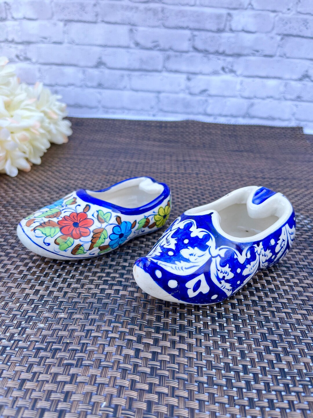 Handmade Hand-painted Blue Pottery Miniature Ceramic Shoes for ...