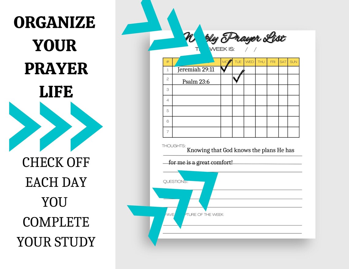 Weekly Prayer List, Printable Prayer Sheet, Jesus Lovers, Bible Sheets ...