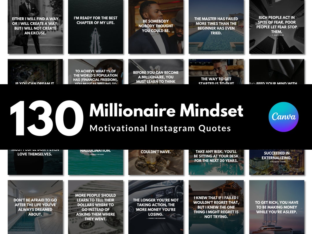 130 Millionaire Mindset Instagram Quote Templates | Motivational ...