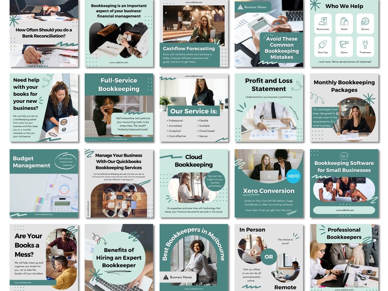 50 Bookkeeper Instagram Post Templates | Bookkeeping Services Business ...