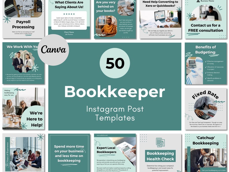 50 Bookkeeper Instagram Post Templates | Bookkeeping Services Business ...