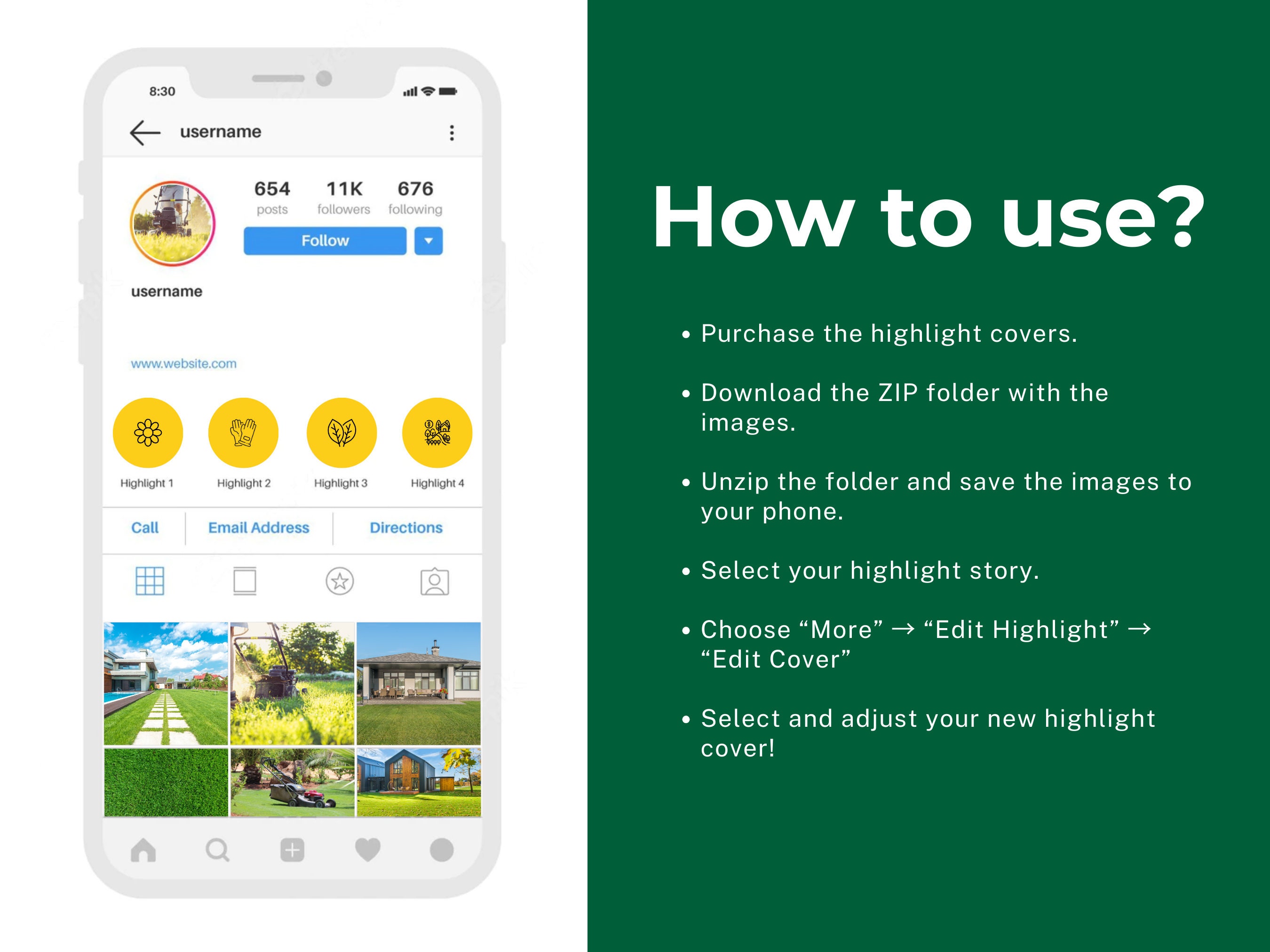 40 Lawn Care Instagram Highlight Covers | Tree Gardening Services | 6x ...