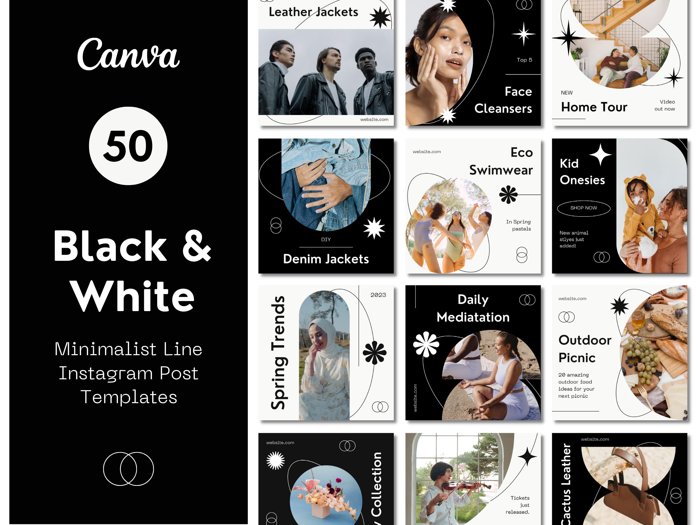 50 Black & White Minimalist Line Instagram Post Templates | Simple ...