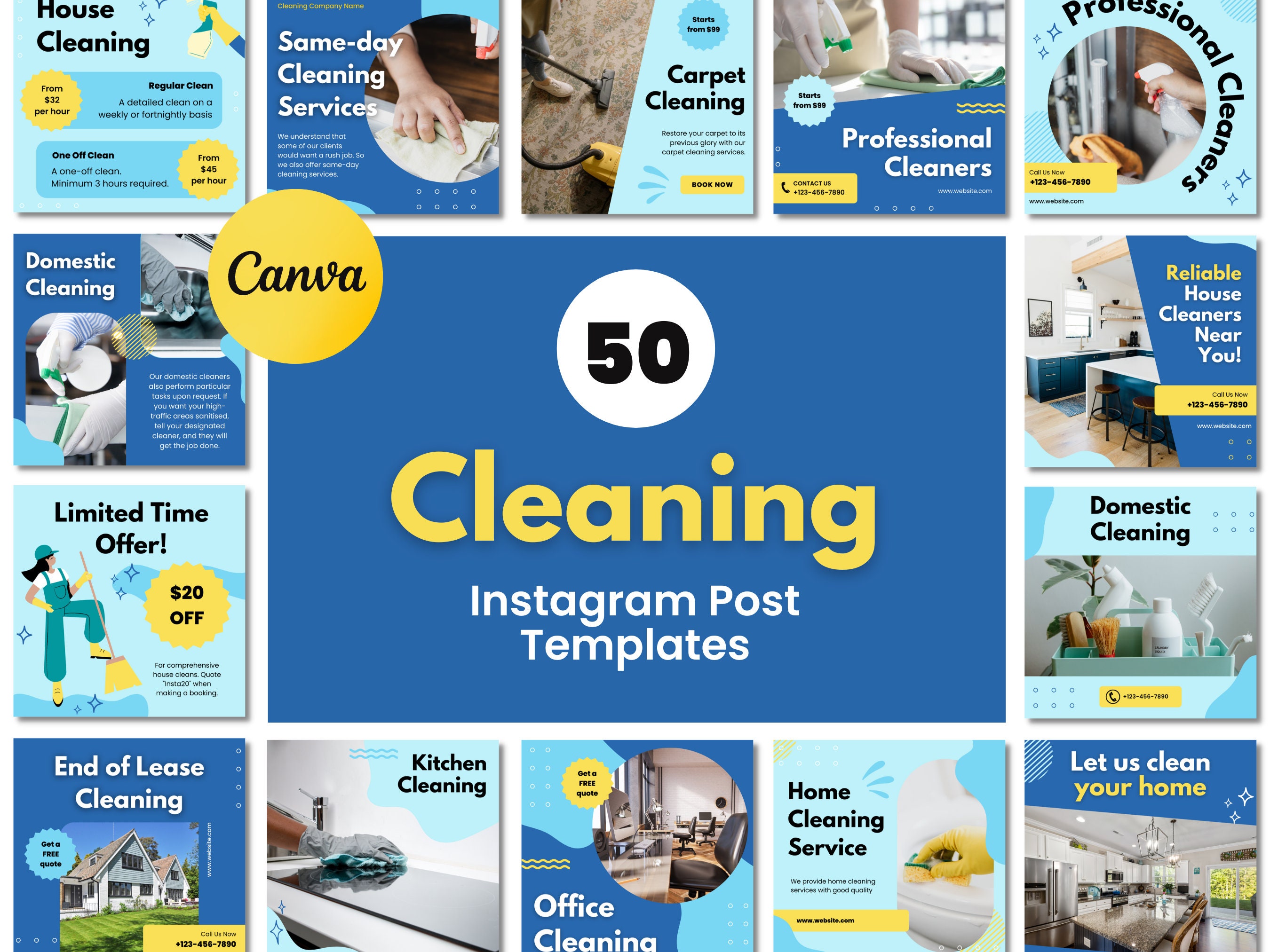 50 Cleaning Instagram Post Templates | Cleaning Service Cleaner ...