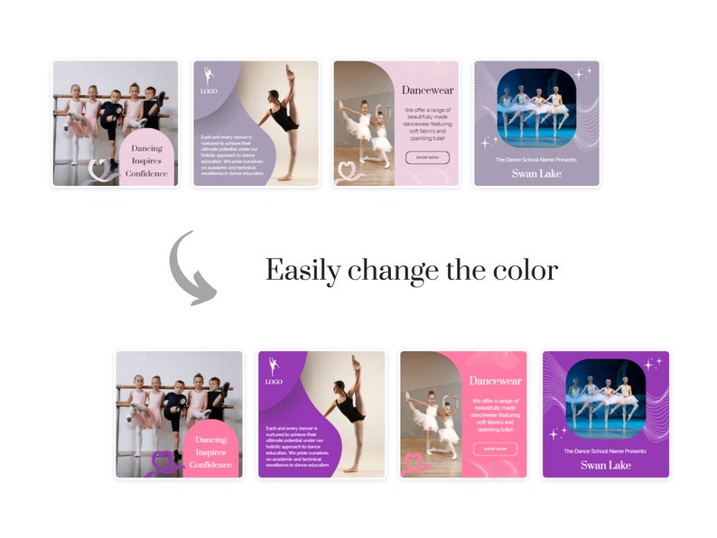 50 Ballet Dance Studio Instagram Post Templates | Dance Academy Dance ...