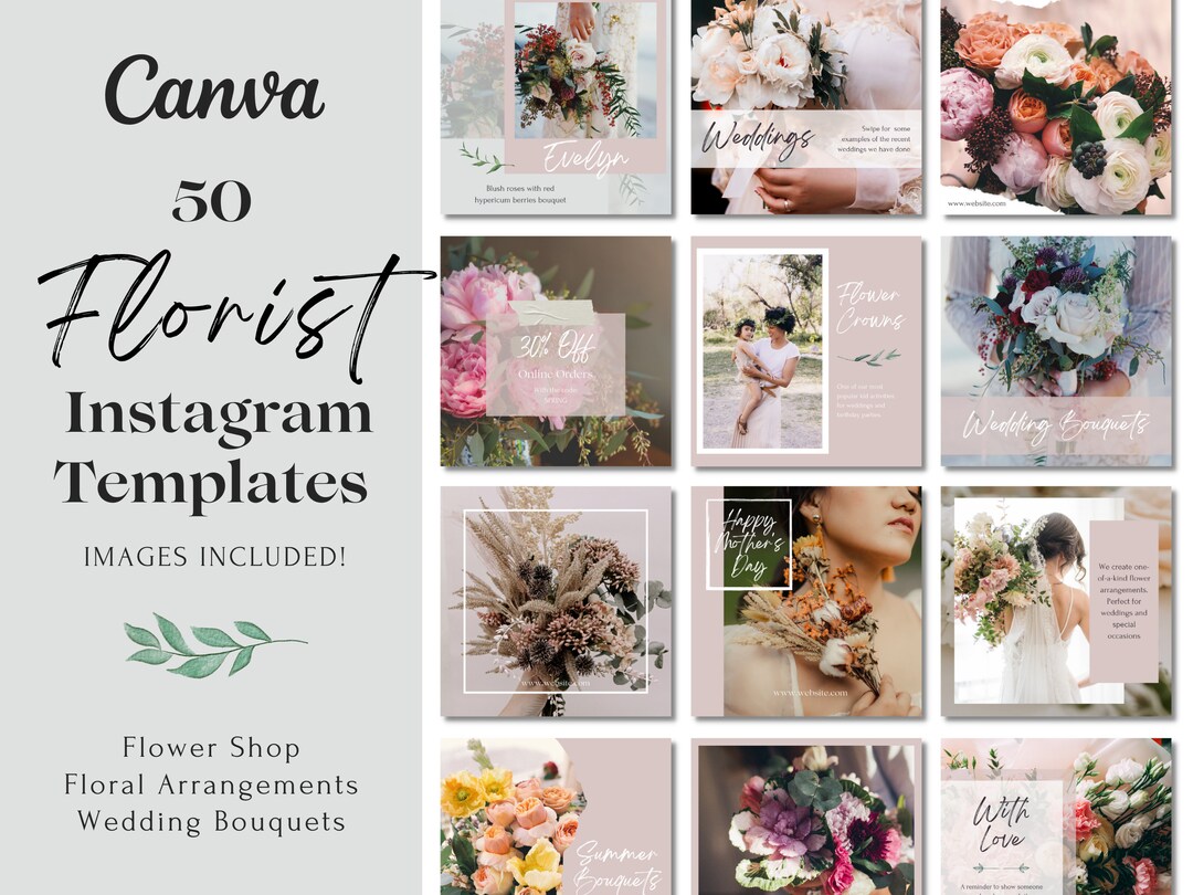 50 Florist Instagram Post Templates | Flower Shop Wedding Bouquets ...