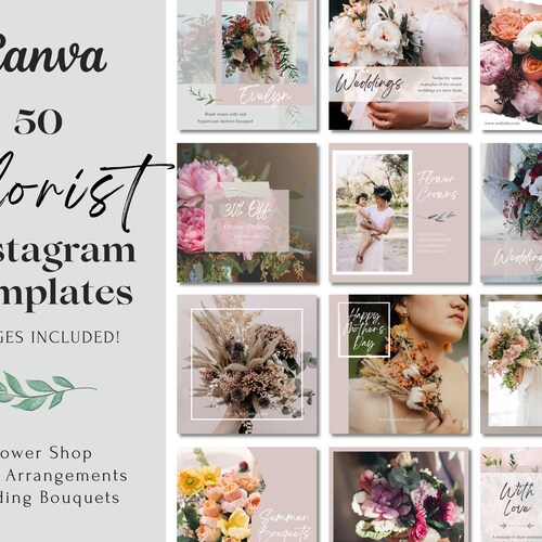 50 Florist Instagram Post Templates Flower Shop Wedding - Etsy