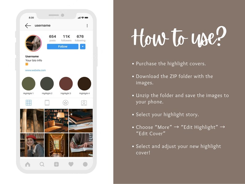 30 Dark Academia Instagram Highlight Covers | Dark Brown Palette | IG ...