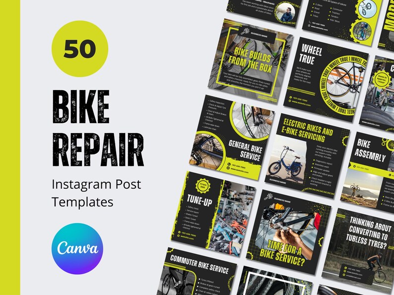 50 Bike Repair Instagram Post Templates | Bicycle Mechanic Bike Repair ...