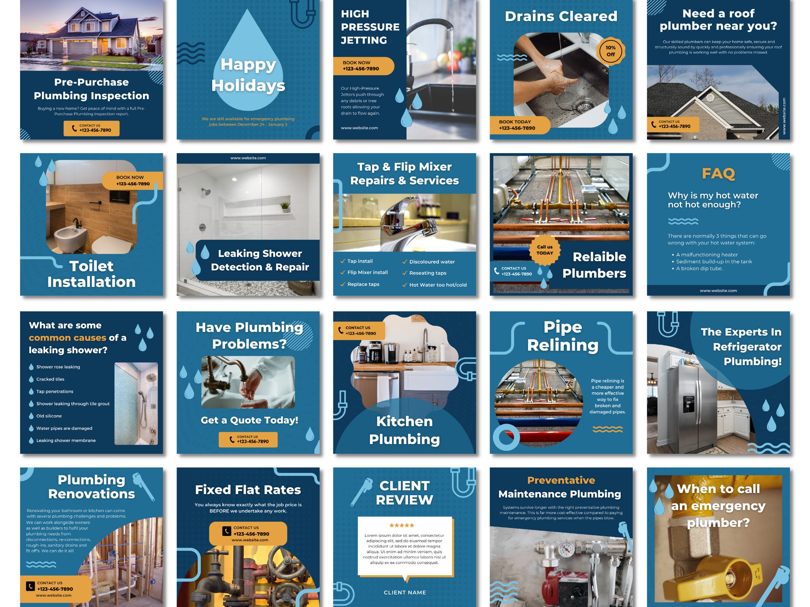 50 Plumber Instagram Post Templates | Plumbing Social Media | Brand ...