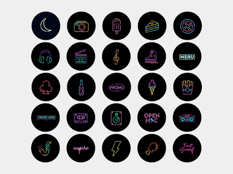 82 Neon Instagram Highlight Covers | IG Story Cover Icons | Highlight ...
