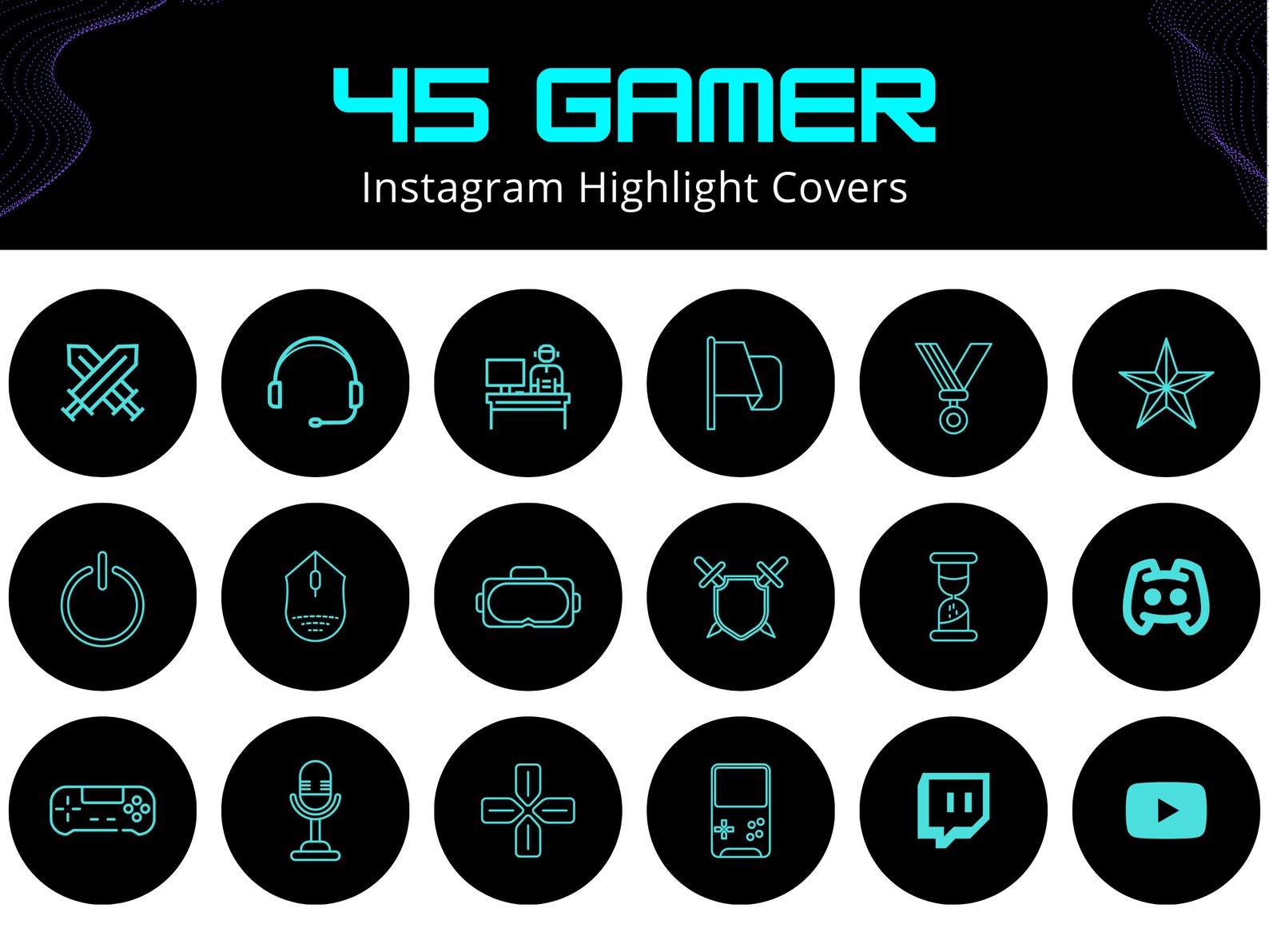 45 Gamer Instagram Highlight Covers | Streamer Gaming | 4x Colors | IG ...