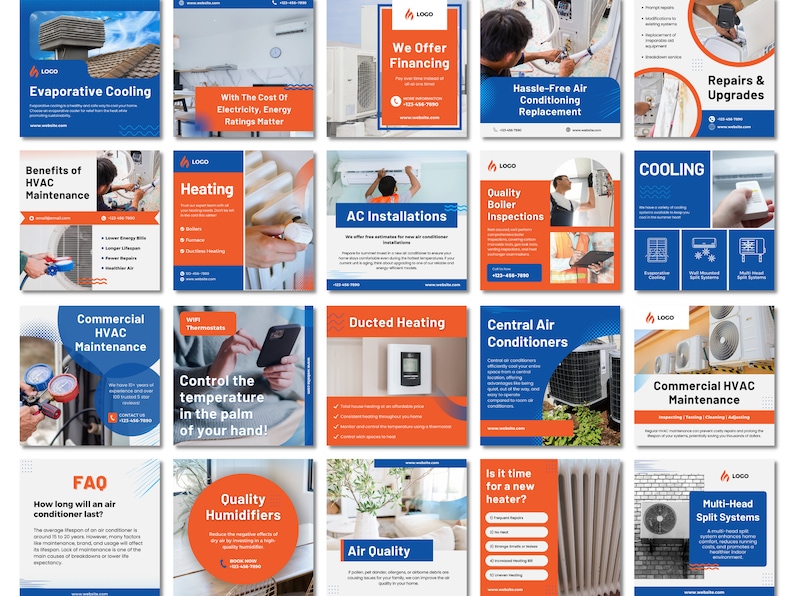 50 HVAC Instagram Post Templates | Heating Ventilation Air Conditioning ...