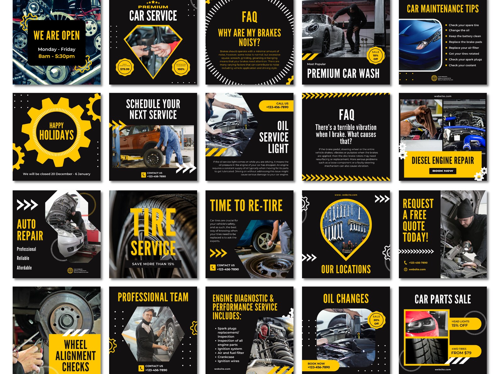 50 Auto Mechanic Instagram Post Templates | Automotive Car Repair Shop ...