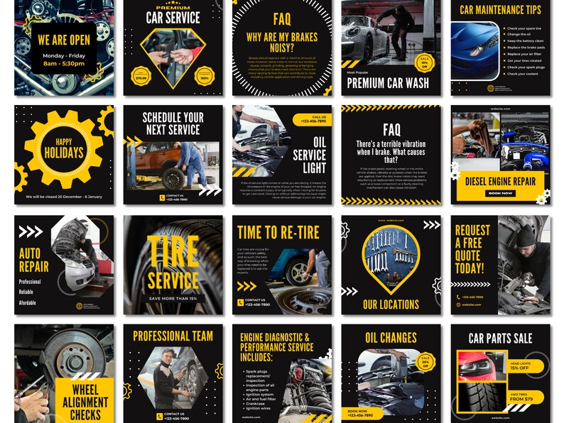 50 Auto Mechanic Instagram Post Templates | Automotive Car Repair Shop ...