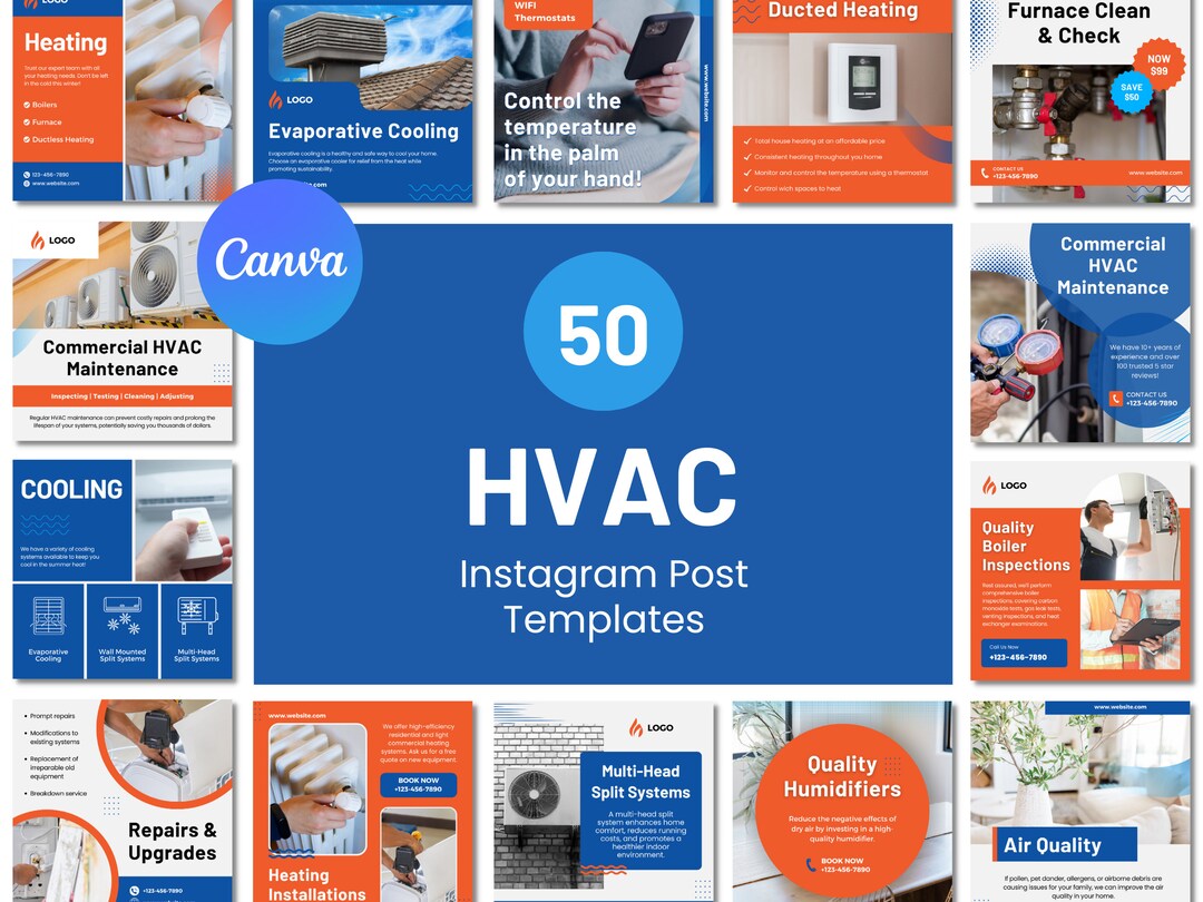 50 HVAC Instagram Post Templates | Heating Ventilation Air Conditioning ...