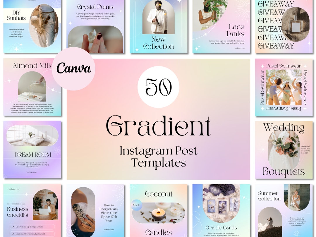 50 Gradient Instagram Post Templates | Pastel Gradient Glow Energy ...