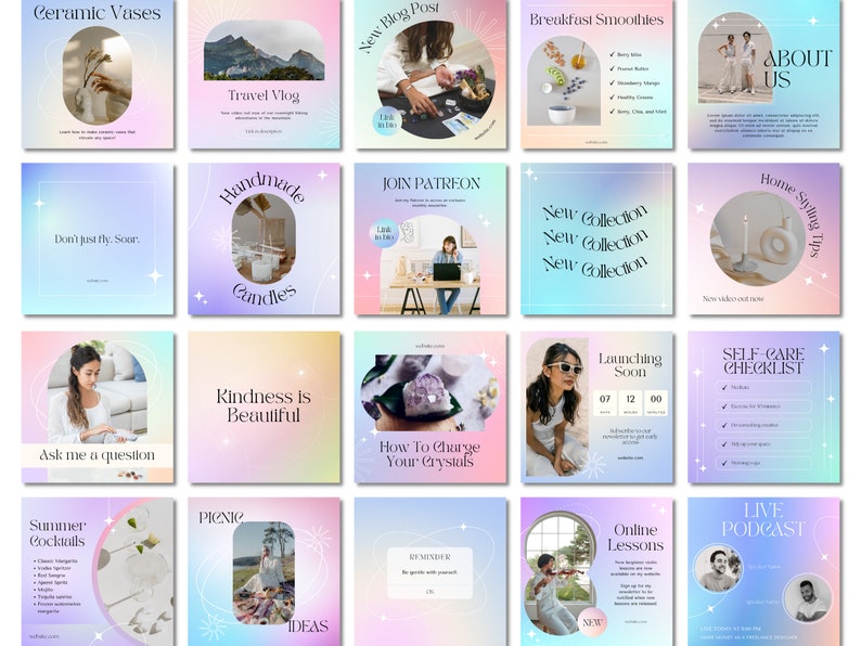 50 Gradient Instagram Post Templates | Pastel Gradient Glow Energy ...